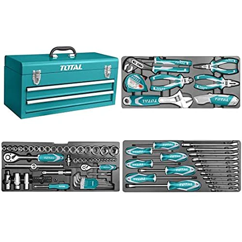 Total THPTCS70971 97pcs Hand Tools Chest / Metal Tool Box Set ...