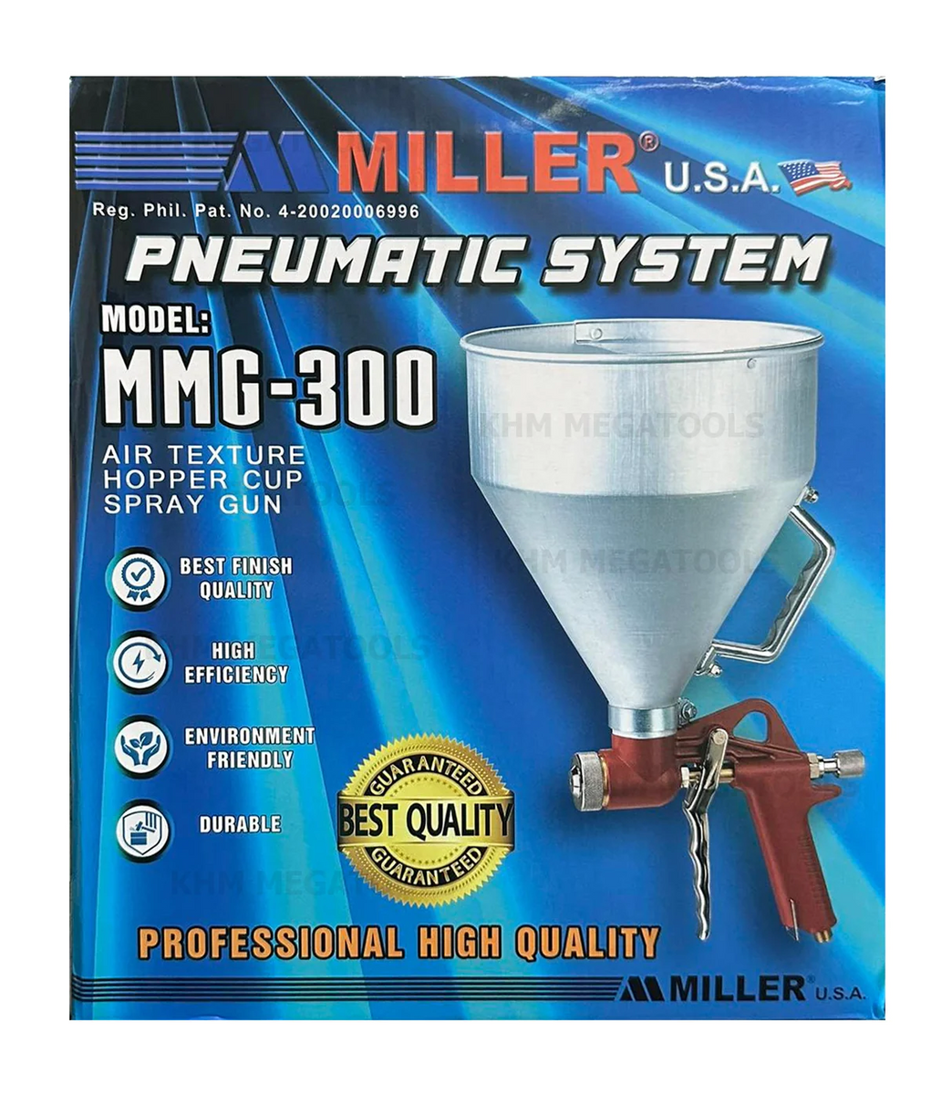 Miller MMG-300 Mortar Gun / Air Texture Hopper Cup Spray Gun (Gravity ...