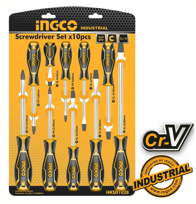 Ingco HKSD1028 10pcs Screwdriver Set – vertexpowertools
