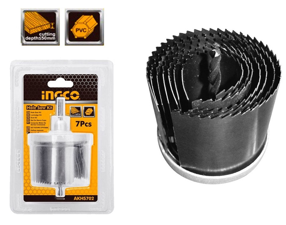 Ingco AKHS702 7pcs Hole Saw Set 2" SS – vertexpowertools