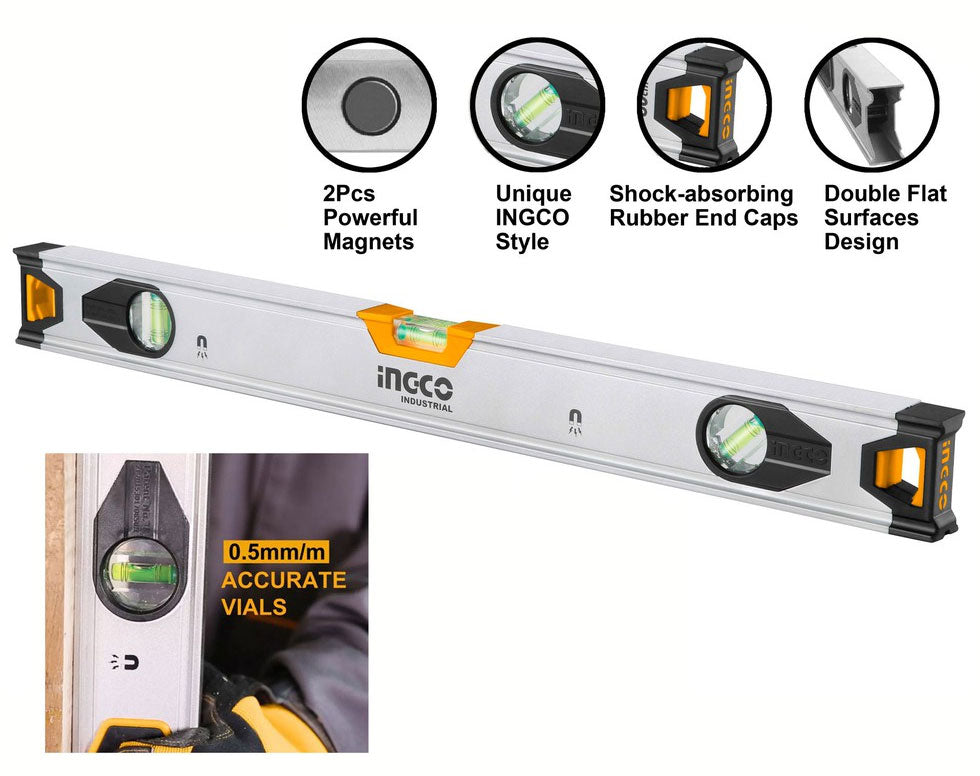 Ingco Spirit Level bar (Poweful Magnetic Base) – vertexpowertools