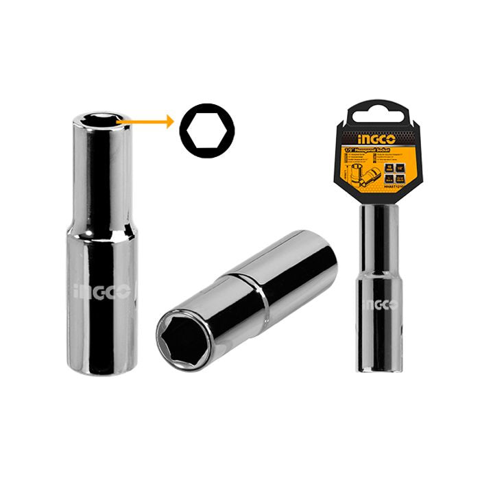 Ingco 1/2" Drive Deep Socket Wrench 6pts Hexagonal – vertexpowertools