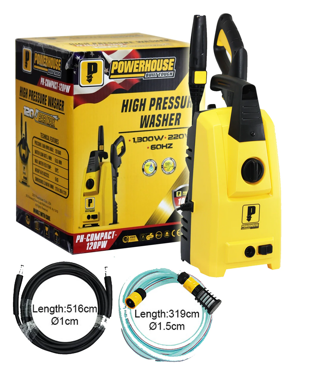 Powerhouse PH-COMPACT-120PW Higher Pressure Washer (120 bar) 1300W ...
